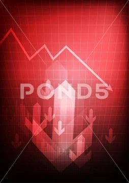 Vector : Decreasing business graph on red background: Royalty Free ...