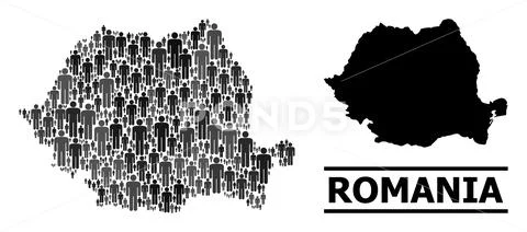 Vector Demographics Collage Map of Romania and Solid Map: Graphic ...