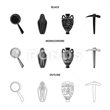 Vector design of story and items logo. Set of story and attributes ...