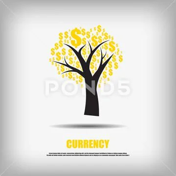 Vector : Dollars currency symbol tree business background: Royalty Free ...