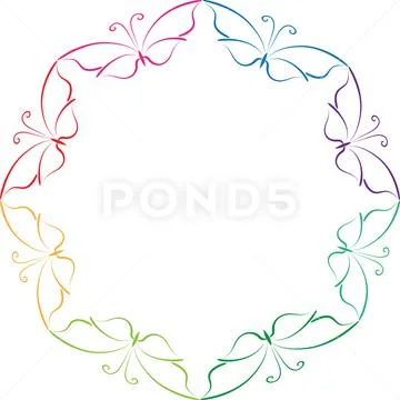 Vector drawing butterfly border frame background design: Graphic #148059729