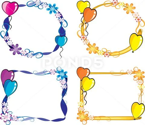Vector drawing card border frame background design set ~ Clip Art ...