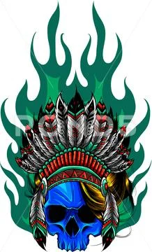 Vector drawing skull war bonnet on white background: Royalty Free ...