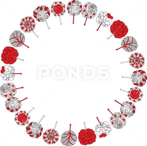 Vector drawing tree circle border frame background: Royalty Free #147362282