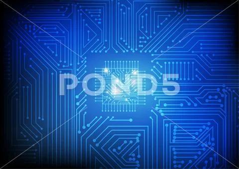 Vector : Electronic circuit on blue background Illustration #143601836