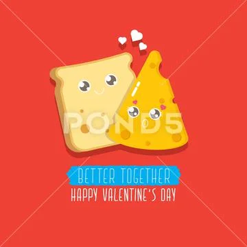 Vector funny cartoon cute sliced bread character with cheese character ...