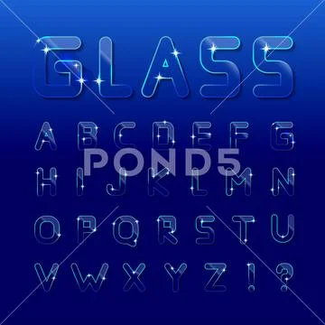 Vector glass font Vector glass font on a blue background. Can be used ...