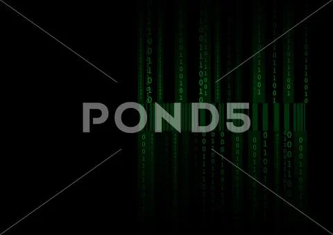 Vector : Green barcode and binary number on black background ~ Clip Art ...