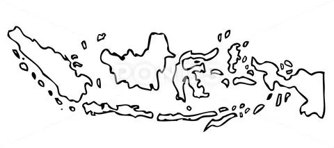 Vector Hand Draw Sketch Outline Sketch Map Indonesia, Isolated on White ...