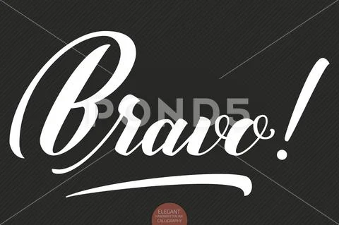 Vector hand drawn lettering Bravo. Elegant modern calligraphy ink ...