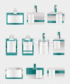 Vector id card template with clasp and lanyard: Graphic #229031973