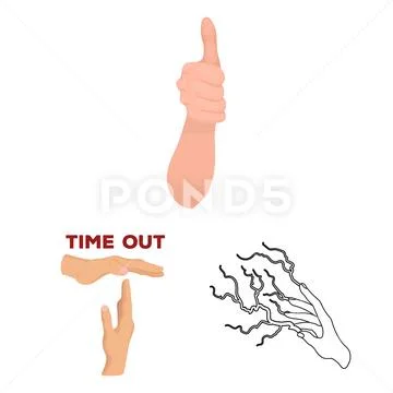 Vector illustration of animated and thumb symbol. Set of animated and ...