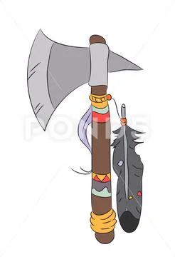 Indian Axe Drawing Blue Tomahawk Design Blue Tomahawk Illustration