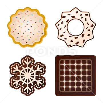 Vector illustration of biscuit and bake symbol. Set of biscuit and ...