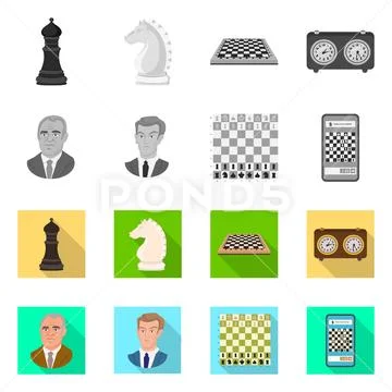 Vector illustration of checkmate and thin icon. Set of checkmate and ...