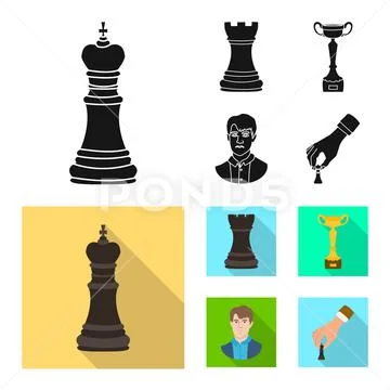 Vector illustration of checkmate and thin icon. Set of checkmate and ...