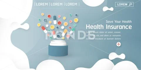 Vector illustration in concept of health insurance. Template design is ...