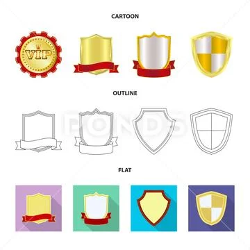 Vector illustration of emblem and badge sign. Set of emblem and sticker ...