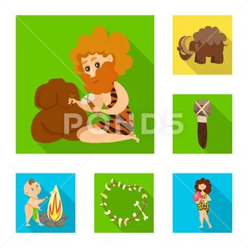 Vector illustration of evolution and prehistory icon. Set of evolution ...