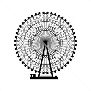 Vector illustration. Ferris wheel. Carnival funfair background. ~ Clip ...