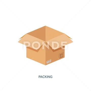 Vector illustration. Flat carton box. Transport packaging shipment ...