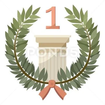 Vector illustration of leadership, winner, first place. A wreath of ...