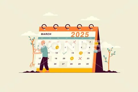 Vector illustration of March 2025 calendar Illustration #303814224