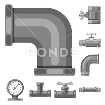 Vector illustration of pipe and tube icon. Set of pipe and pipeline ...