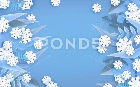 Vector illustration of winter natural banner with border frame and copy ...
