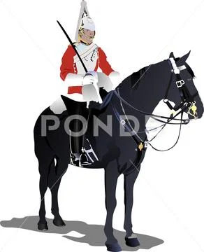 Vector image of London guard on a horse isolated on white ~ Clip Art ...