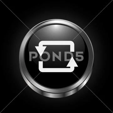 Vector image of white Rotation Arrow on black metalic button ~ Clip Art ...