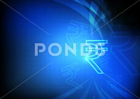 Vector : Indian Rupee symbol with grid and blue background: Graphic ...