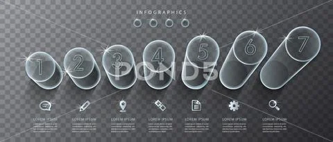 Vector infographic design UI template transparent glass cylinder and ...