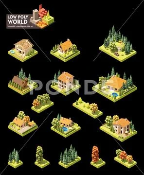 Vector isometric town map elements: Royalty Free #220282894