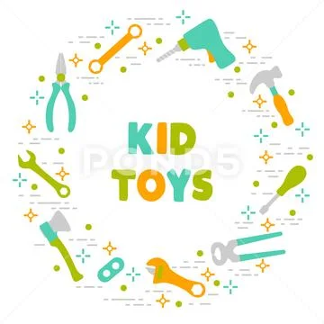 Vector kid toy tools childhood activity play game: Royalty Free #120498822