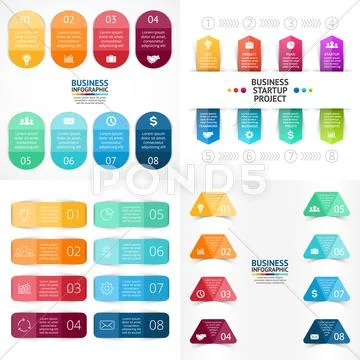 Vector labels infographic, sticker diagram, graph, presentation, arrows ...