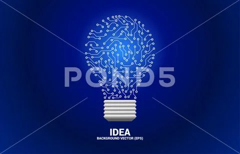 Vector light bulb from dot connect line circuit board. Concept of ...