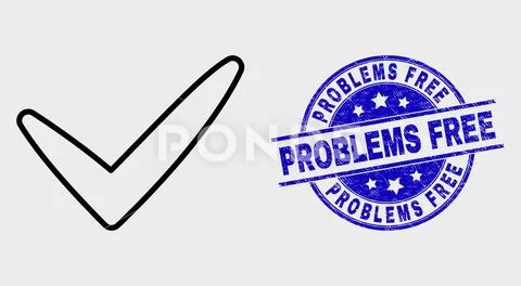 Vector Linear Yes Tick Icon and Distress Problems Free Stamp Seal ...