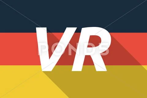 Vector long shadow Germany flag with the virtual reality acronym VR ...