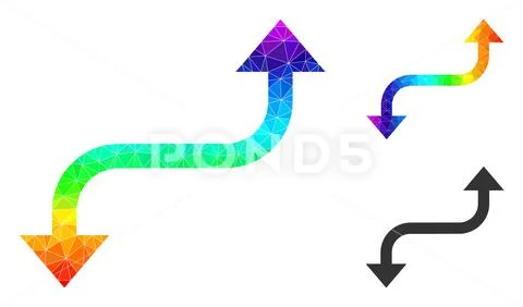 Vector Lowpoly Opposite Curved Arrow Icon with Spectrum Gradient ...