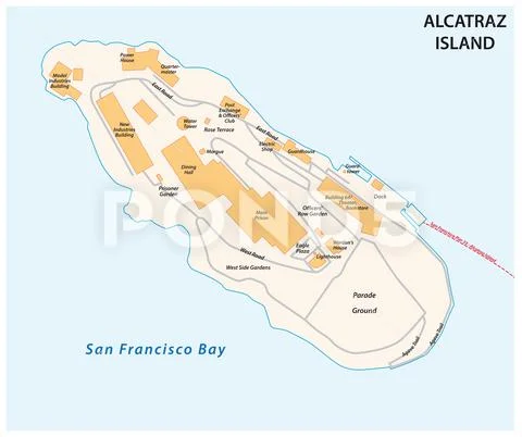 Alcatraz Island Map Amazon.com: 1867 Vintage Alcatraz Island Map 11x14