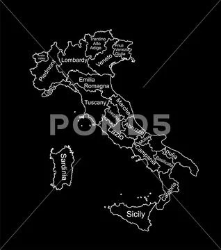 Vector map of Italy line contour silhouette illustration Illustration ...