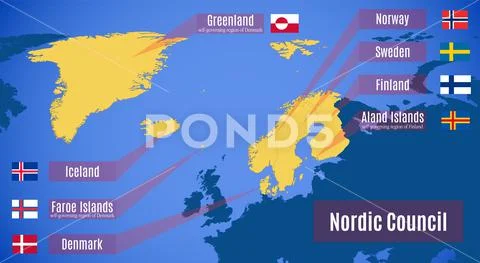 Vector map of the Nordic Council ~ Clip Art #134856267