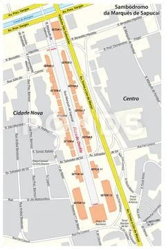 Vector map of the Sambadrome Arena in Rio de Janeiro, Brazil Vector map ...