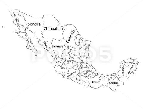 Vector map silhouette of Mexico. isolated on background: Royalty Free ...