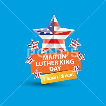 Vector Martin Luther King Jr day us sticker or label isolated on blue ...