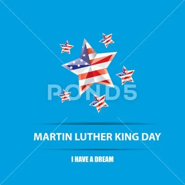 Vector Martin Luther King Jr day us sticker or label isolated on blue ...