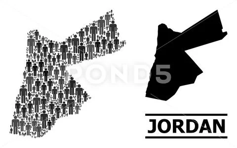 Vector People Collage Map of Jordan and Solid Map ~ Clip Art #155375355