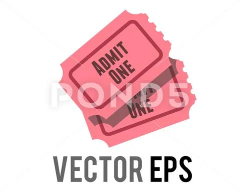 Vector pink tradional admission ticket icon with words Admit one and ...