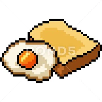 Vector pixel art breakfast Stock Illustration ~ #114108300